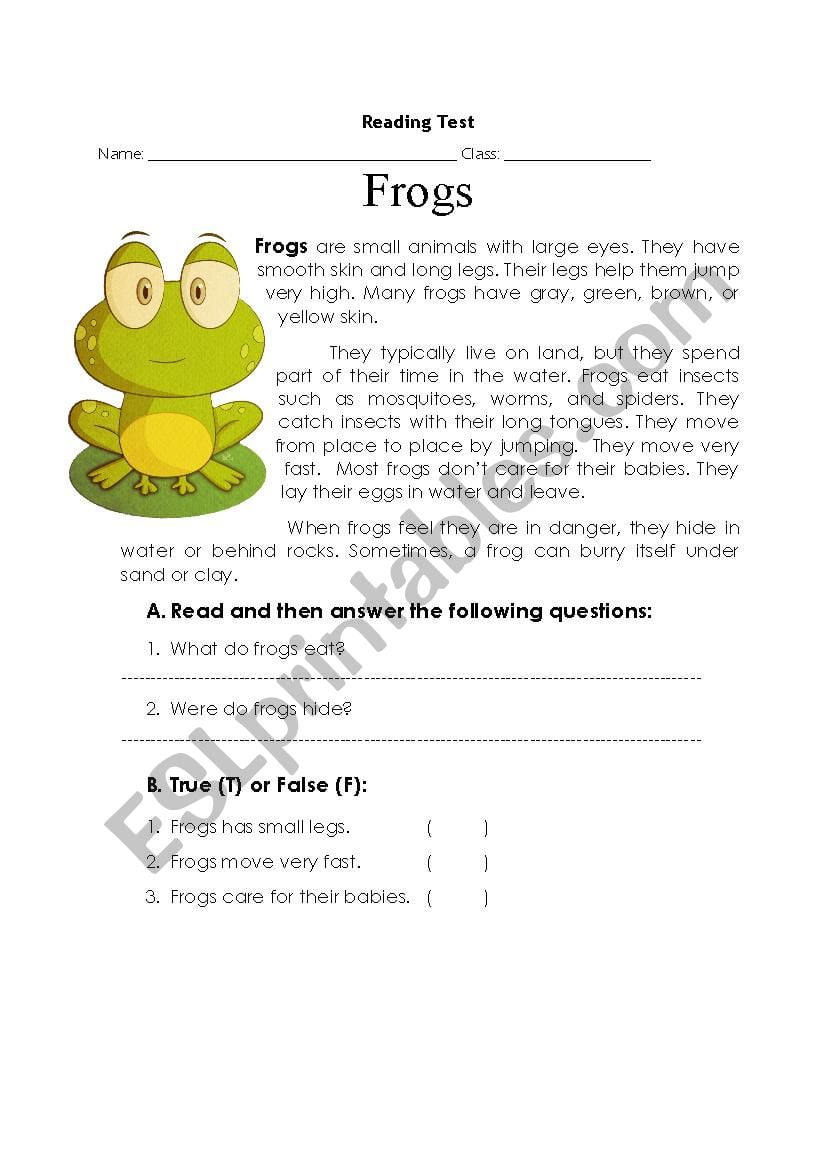 Frogs True Or False Worksheets - WorksheetsCity