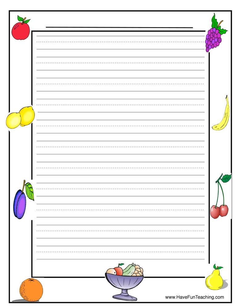 Fruit Writing Paper - WorksheetsCity