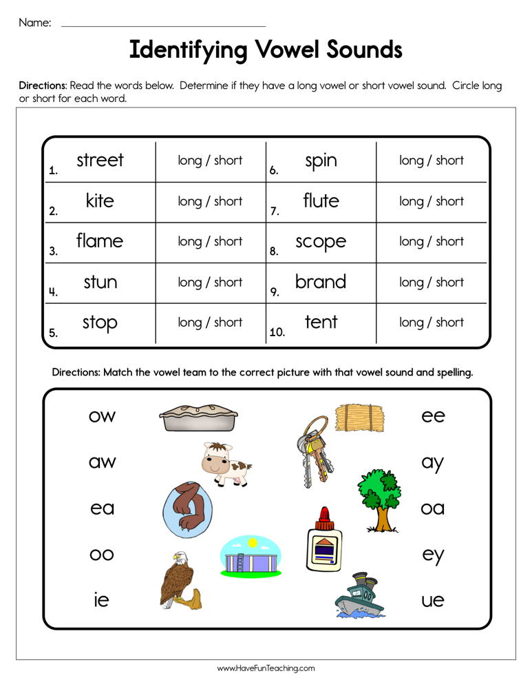 Identifying Vowel Sounds Worksheets - WorksheetsCity