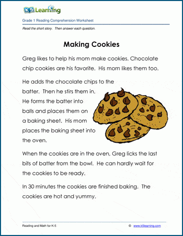 Learning To Bake Reading Comprehension Worksheets - WorksheetsCity