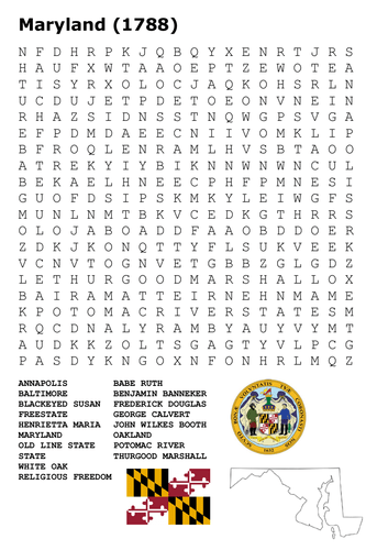 Maryland Word Search Worksheets - WorksheetsCity