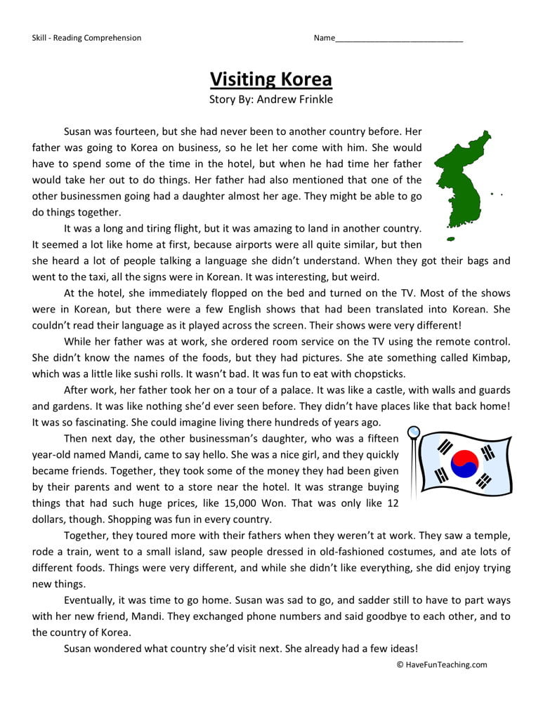 Kimbap Reading Comprehension Worksheets - WorksheetsCity