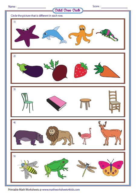 Same Different Categories Worksheets – WorksheetsCity