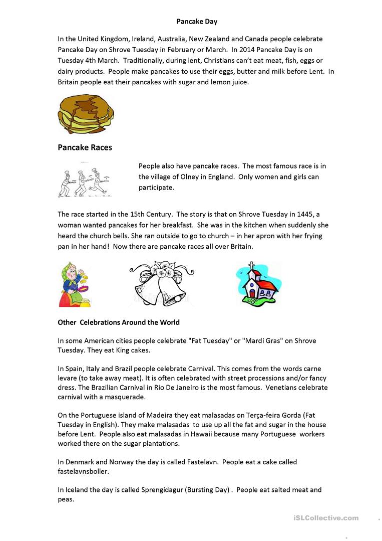 Pancakes Reading Comprehension Worksheets - WorksheetsCity