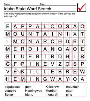 Idaho Word Search Worksheets - WorksheetsCity