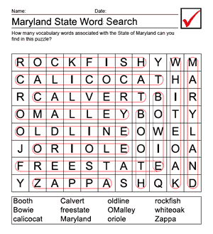 Maryland Word Search Worksheets - WorksheetsCity