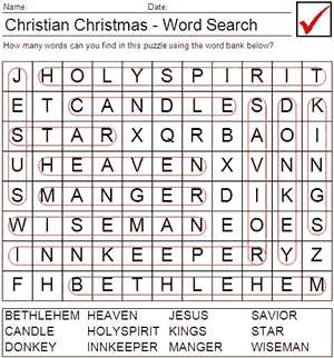 Christmas Religious Words Worksheets - WorksheetsCity