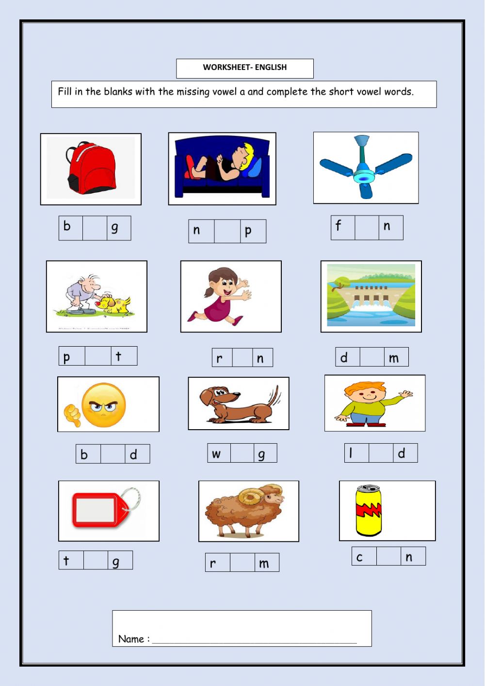 Short Vowels Fill In The Blank Worksheets - WorksheetsCity