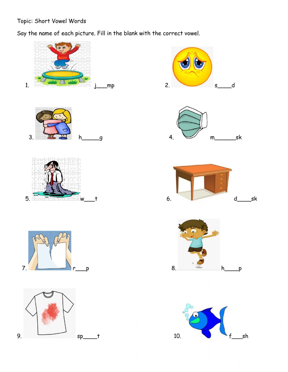 Short Vowels Fill In The Blank Worksheets - WorksheetsCity