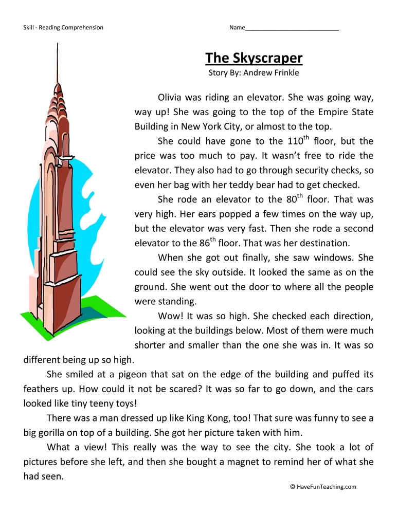 Skyscraper Reading Comprehension Worksheets - WorksheetsCity