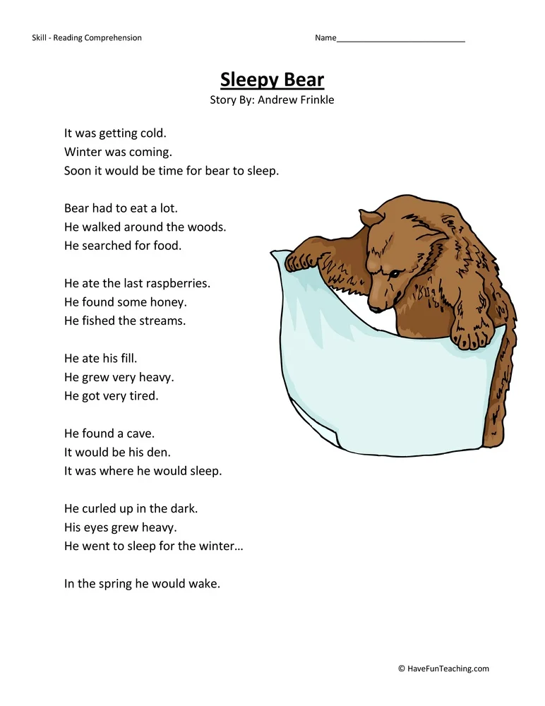 So Tired Reading Comprehension Worksheets - WorksheetsCity