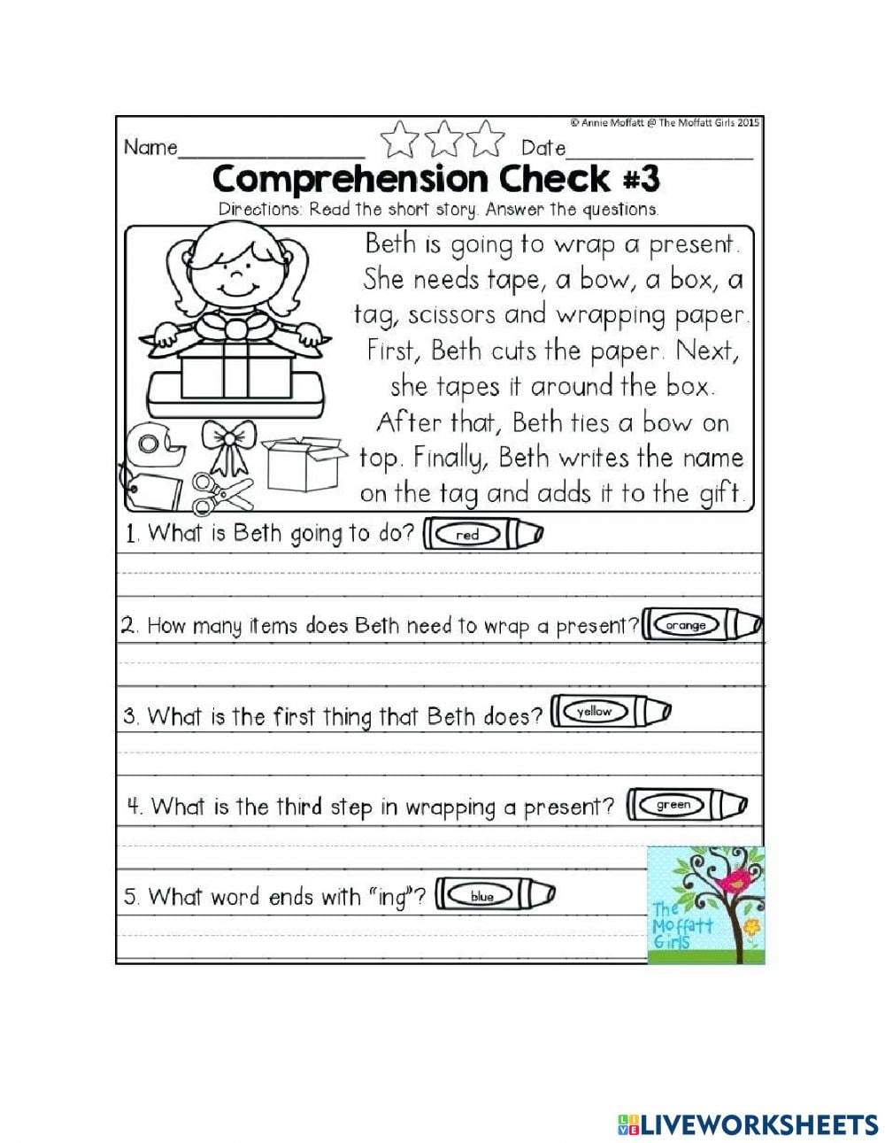 Wrapping Presents Reading Comprehension Worksheets - WorksheetsCity