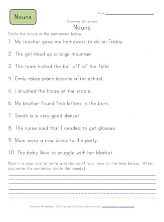 Circling Nouns Worksheets - WorksheetsCity