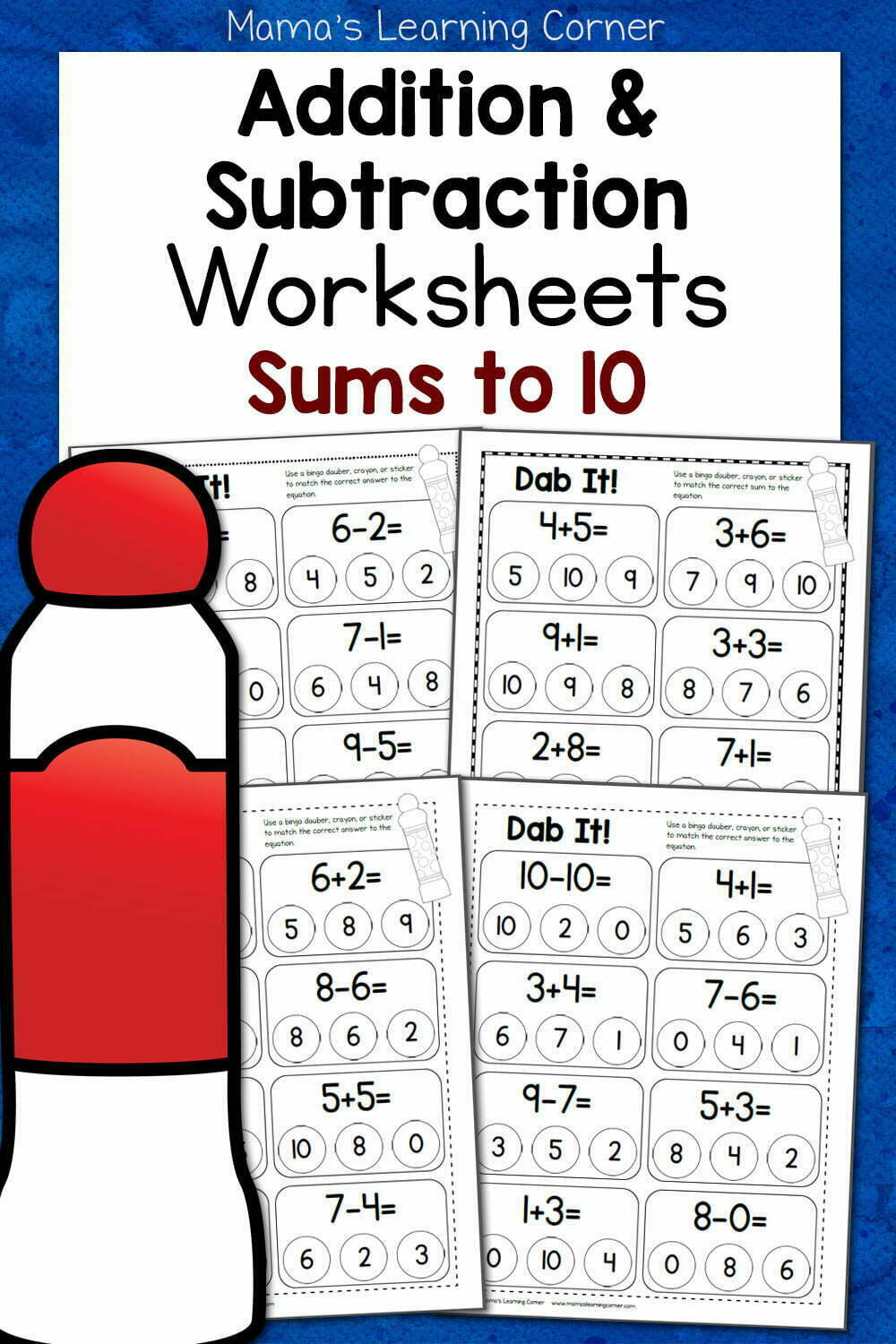 Subtract One Matching Worksheets - WorksheetsCity
