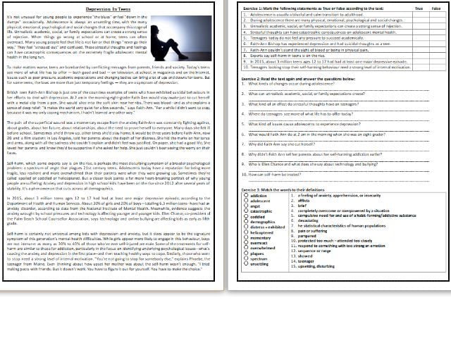 Teens Reading Comprehension Worksheets - WorksheetsCity
