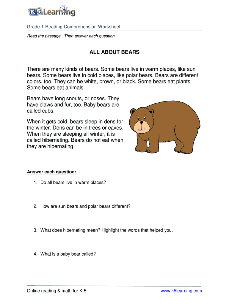 The Four Bears Reading Comprehension Worksheets WorksheetsCity The Four Bears Reading Comprehension Worksheets WorksheetsCity