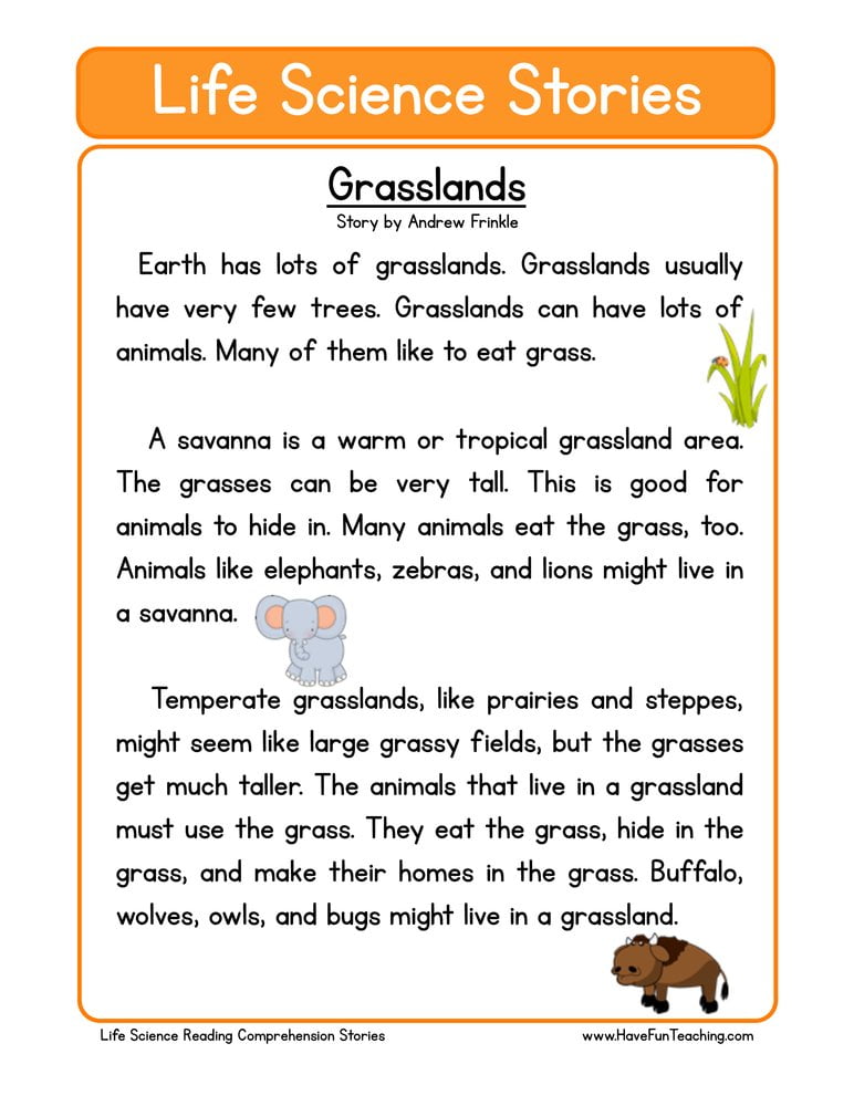Grasslands Life Science Reading Comprehension Worksheets - WorksheetsCity