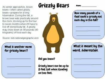The Four Bears Reading Comprehension Worksheets - WorksheetsCity