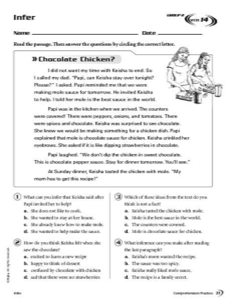 Spicy Chicken Reading Comprehension Worksheets - WorksheetsCity