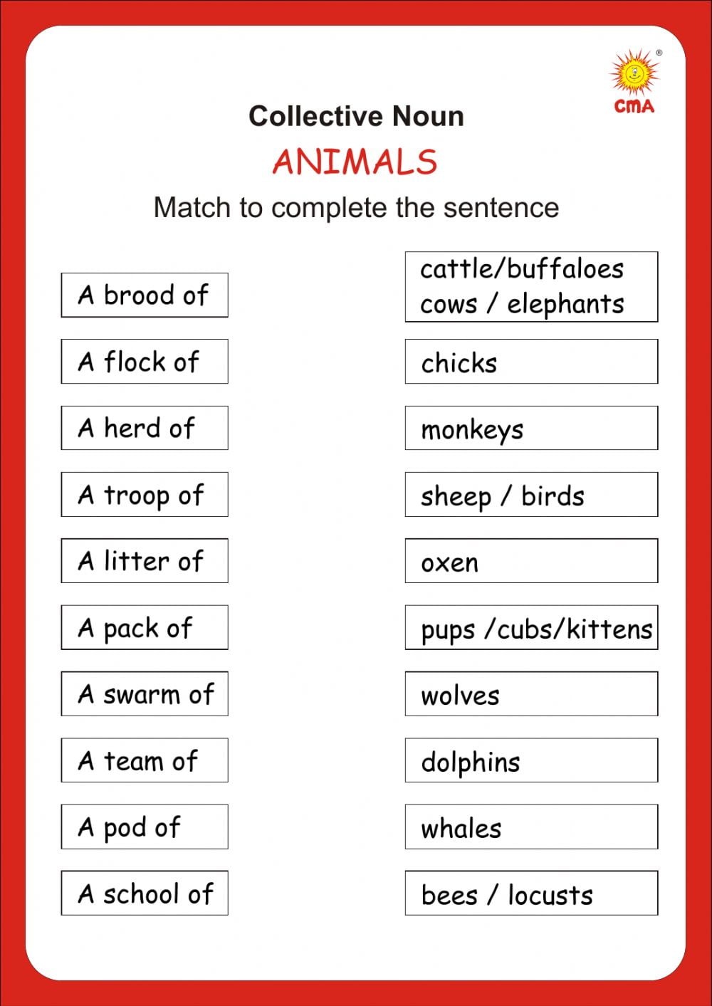 Groups Of Animals Collective Nouns Worksheets - WorksheetsCity