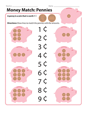 Pennies Matching Worksheets - WorksheetsCity