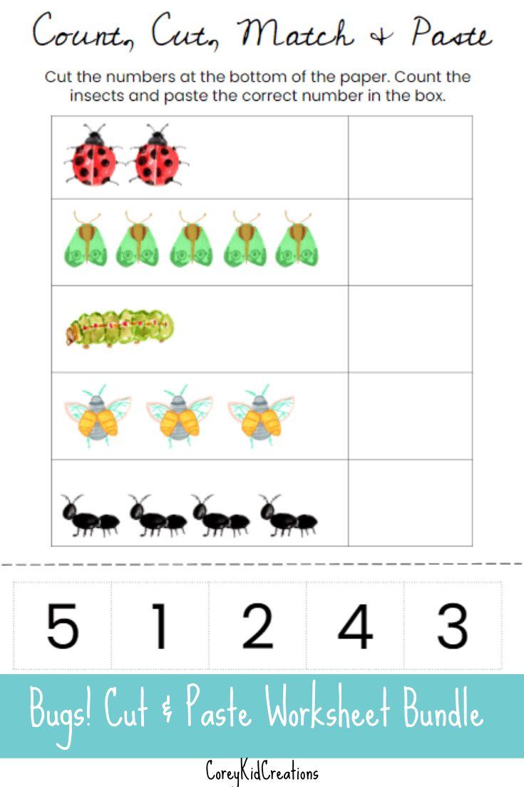 Insect Counting Numbers 1-5 Worksheets - WorksheetsCity