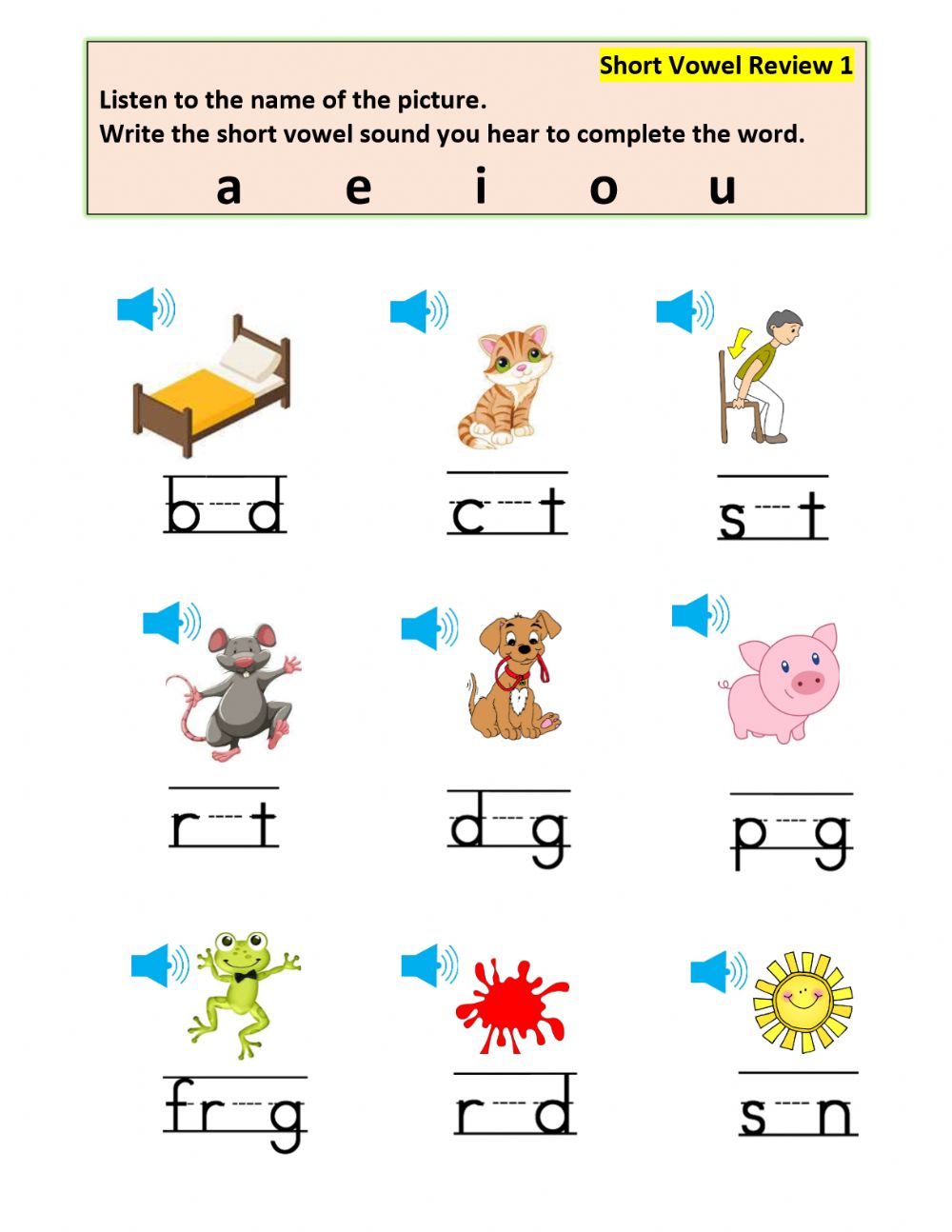 Short Vowel I Worksheets - WorksheetsCity