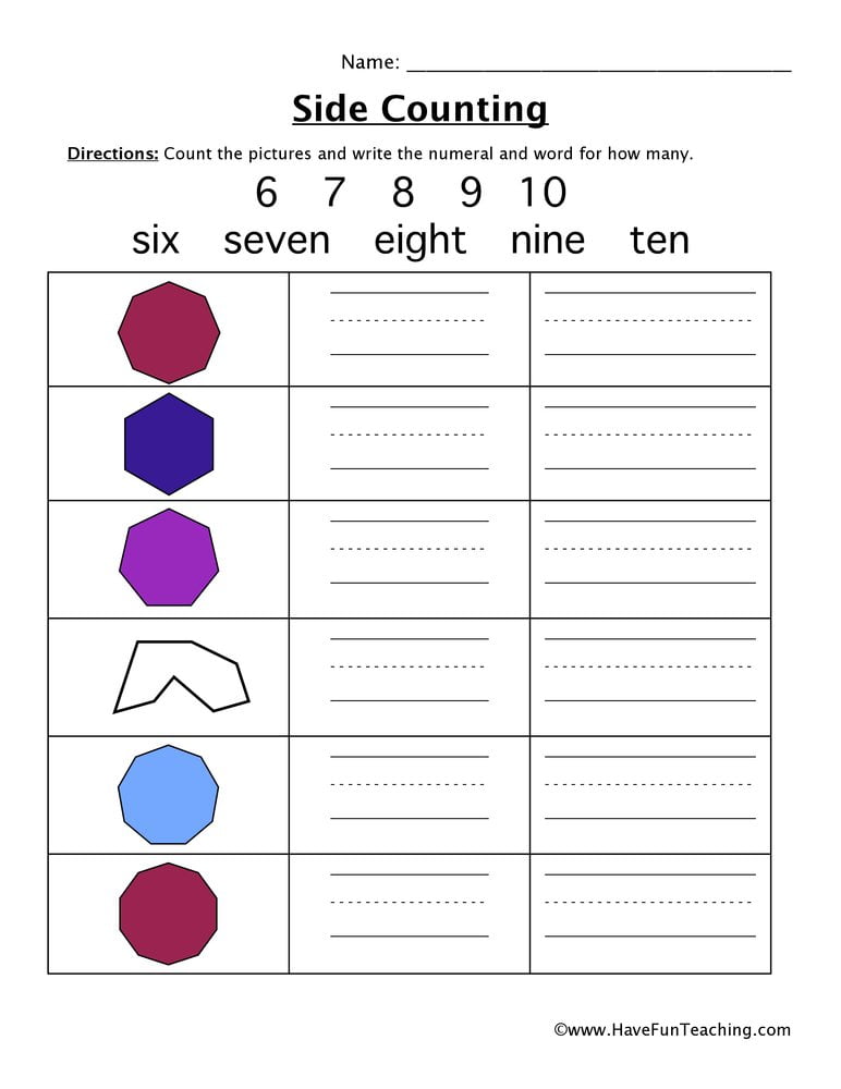 Side Counting Worksheets - WorksheetsCity