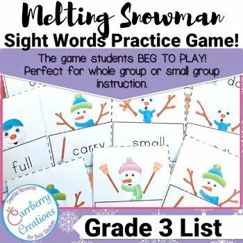 Third Grade Snowman Sight Words Flash Cards – WorksheetsCity