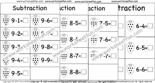Subtract Eight Matching Worksheets - WorksheetsCity