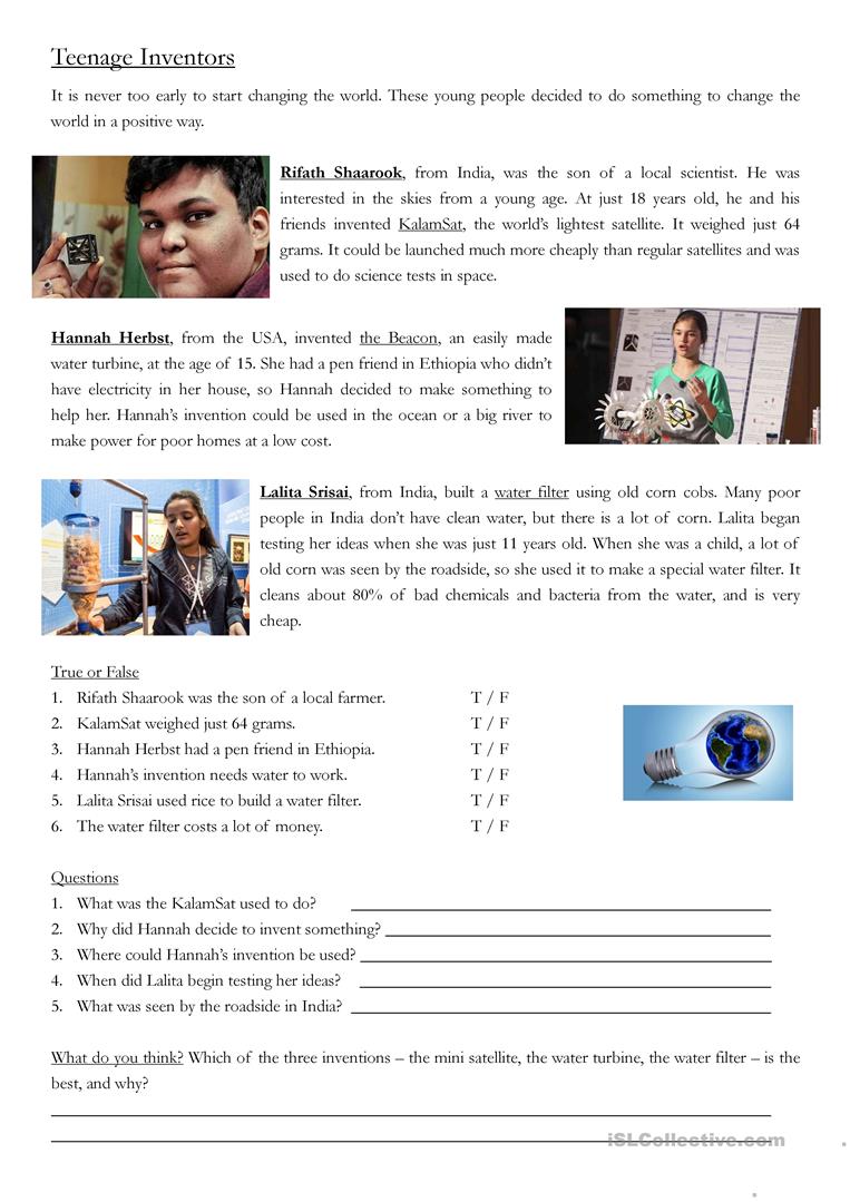 Teens Reading Comprehension Worksheets - WorksheetsCity