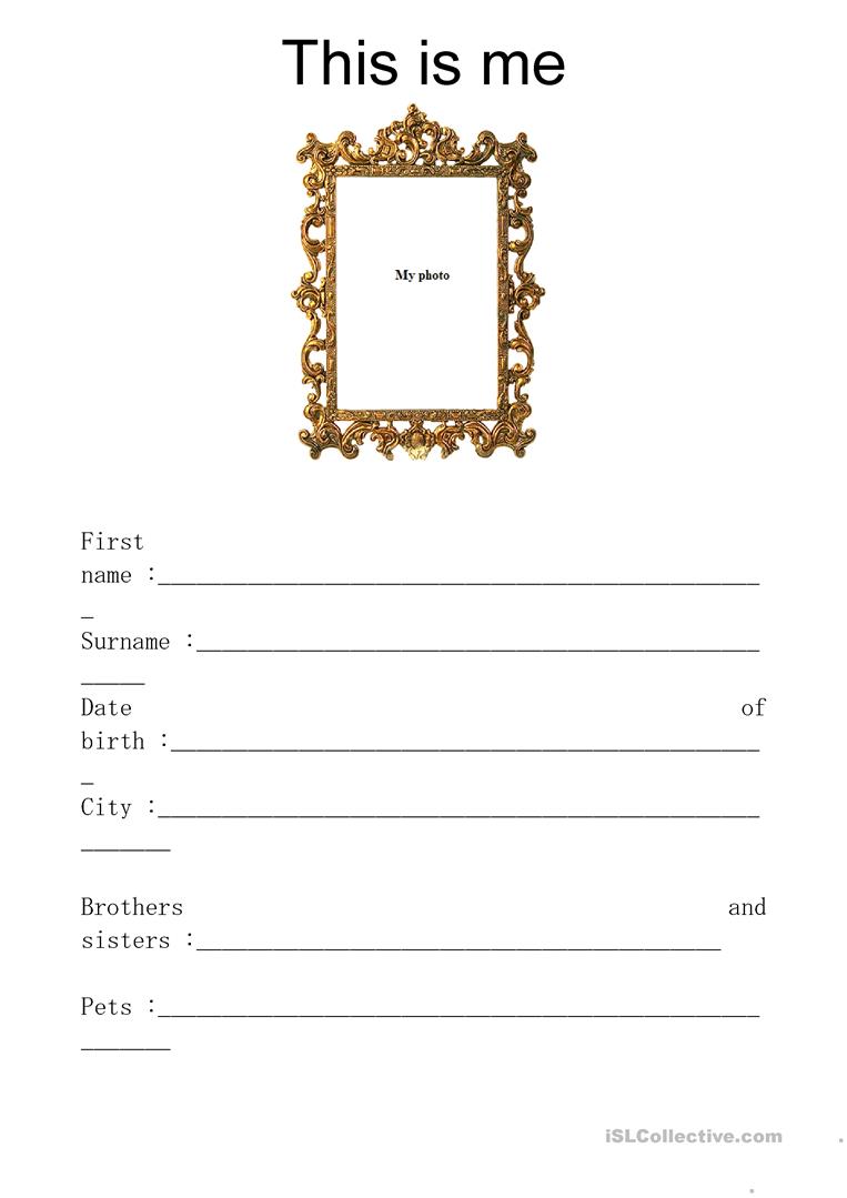This Is Me Worksheets - WorksheetsCity