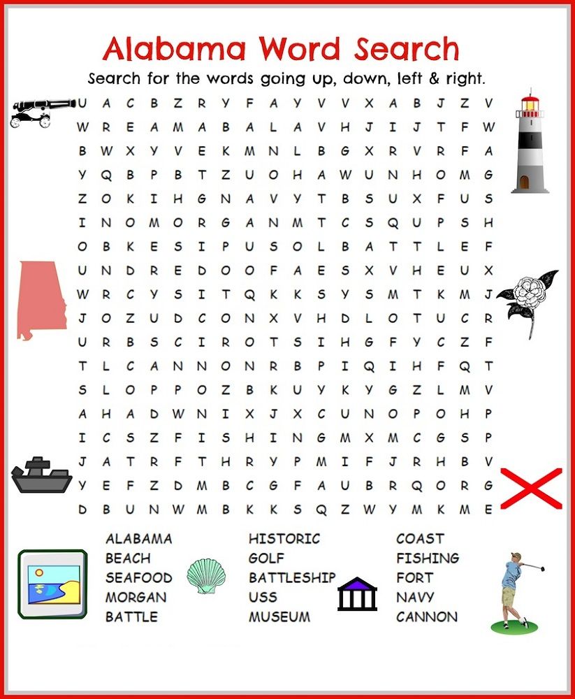 Alabama Word Search Worksheets - WorksheetsCity