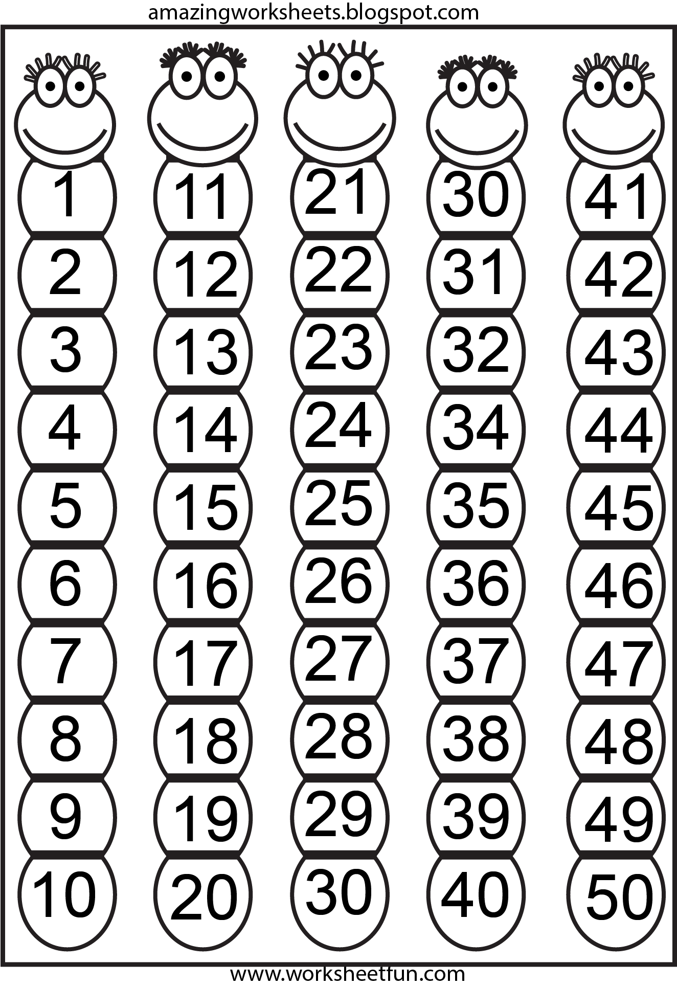 Blank Number Chart 1 50 Worksheets - WorksheetsCity