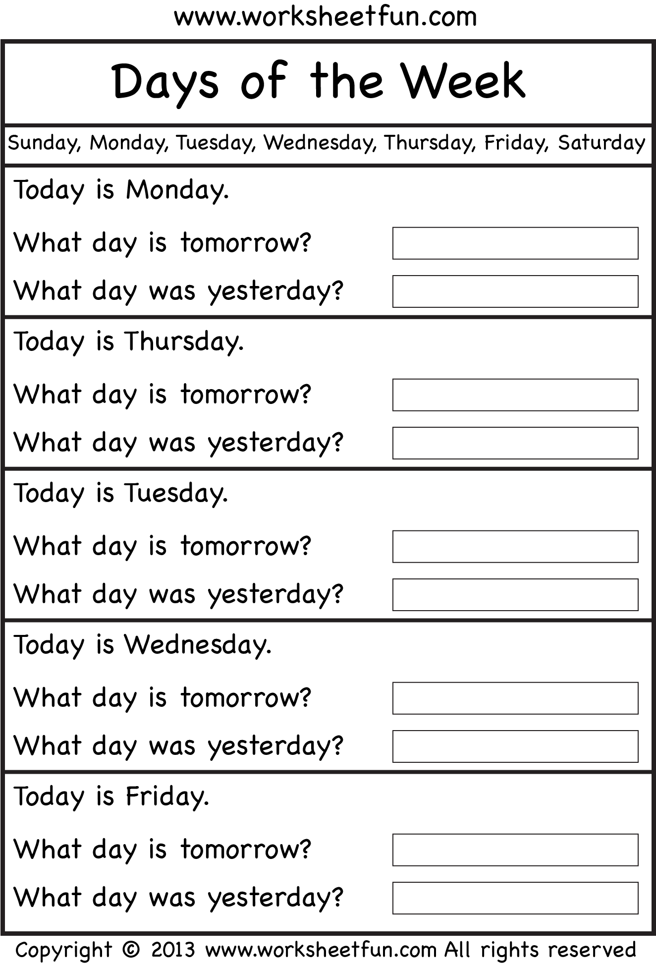 How Do You Spell The Days Of The Week Worksheets WorksheetsCity