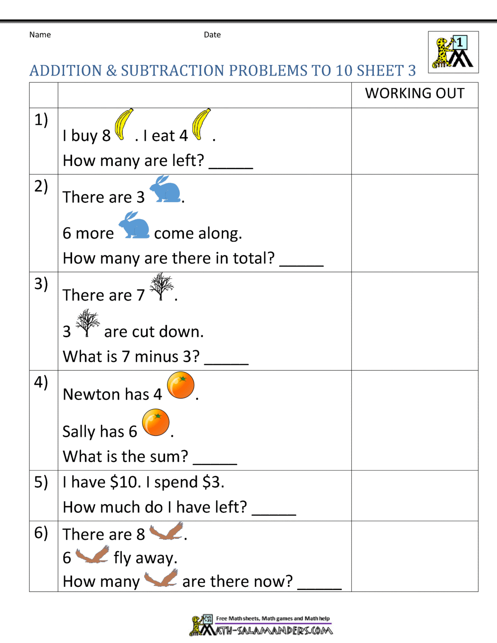 Subtraction Word Problems Grade 1 Worksheets - WorksheetsCity