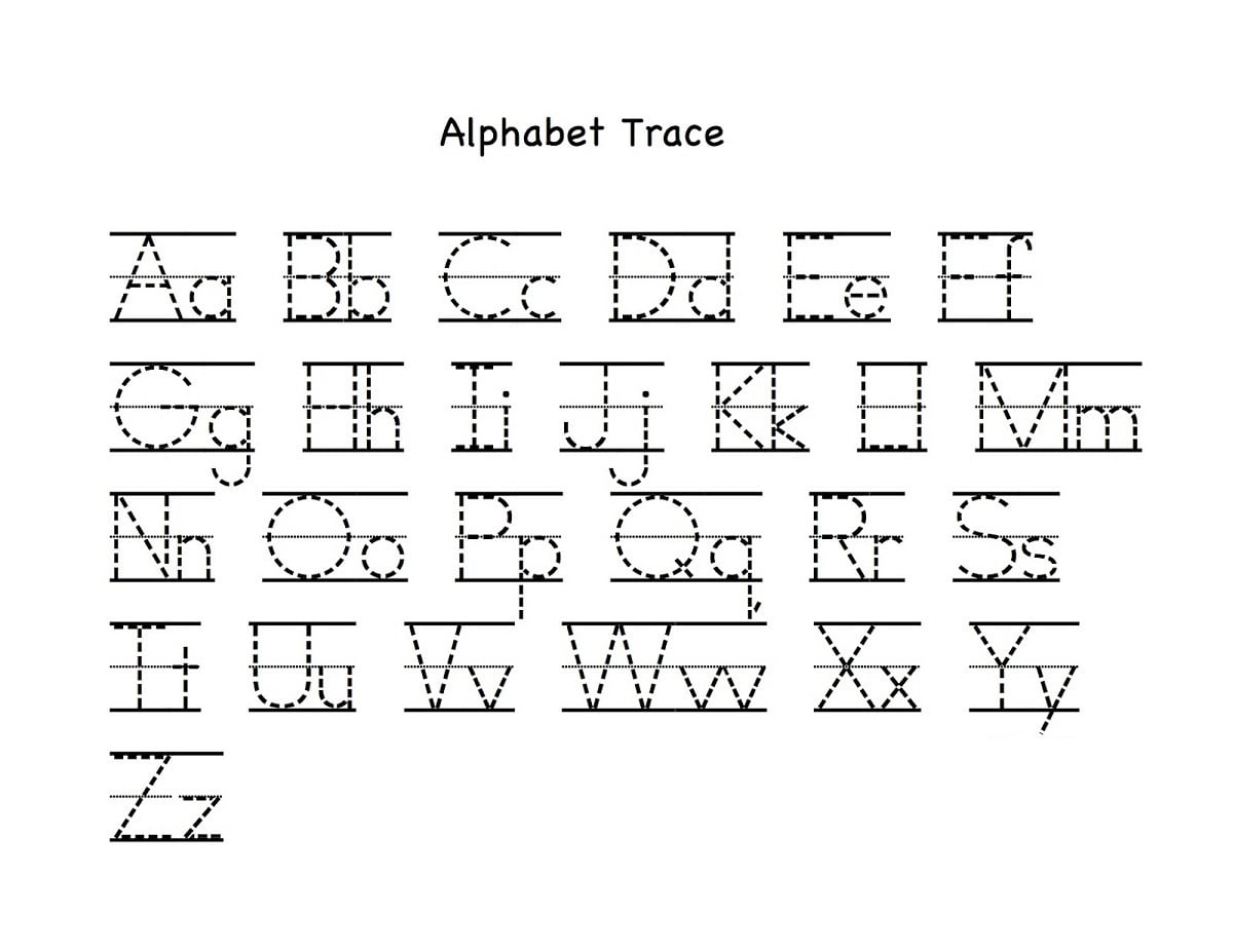 Traceable Alphabet Chart For Upper And Lower Case Worksheets ...