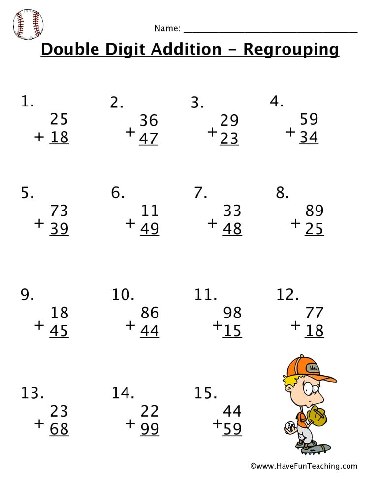 2 Digit Addition With Regrouping Worksheets - WorksheetsCity