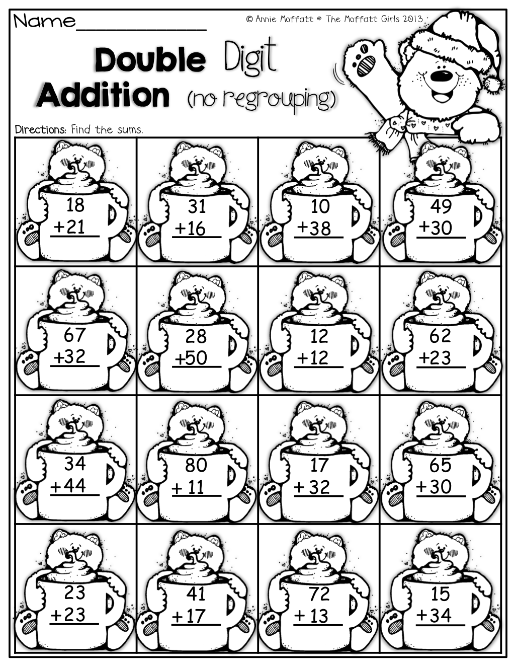 Double Digit Addition No Regrouping Worksheets - WorksheetsCity