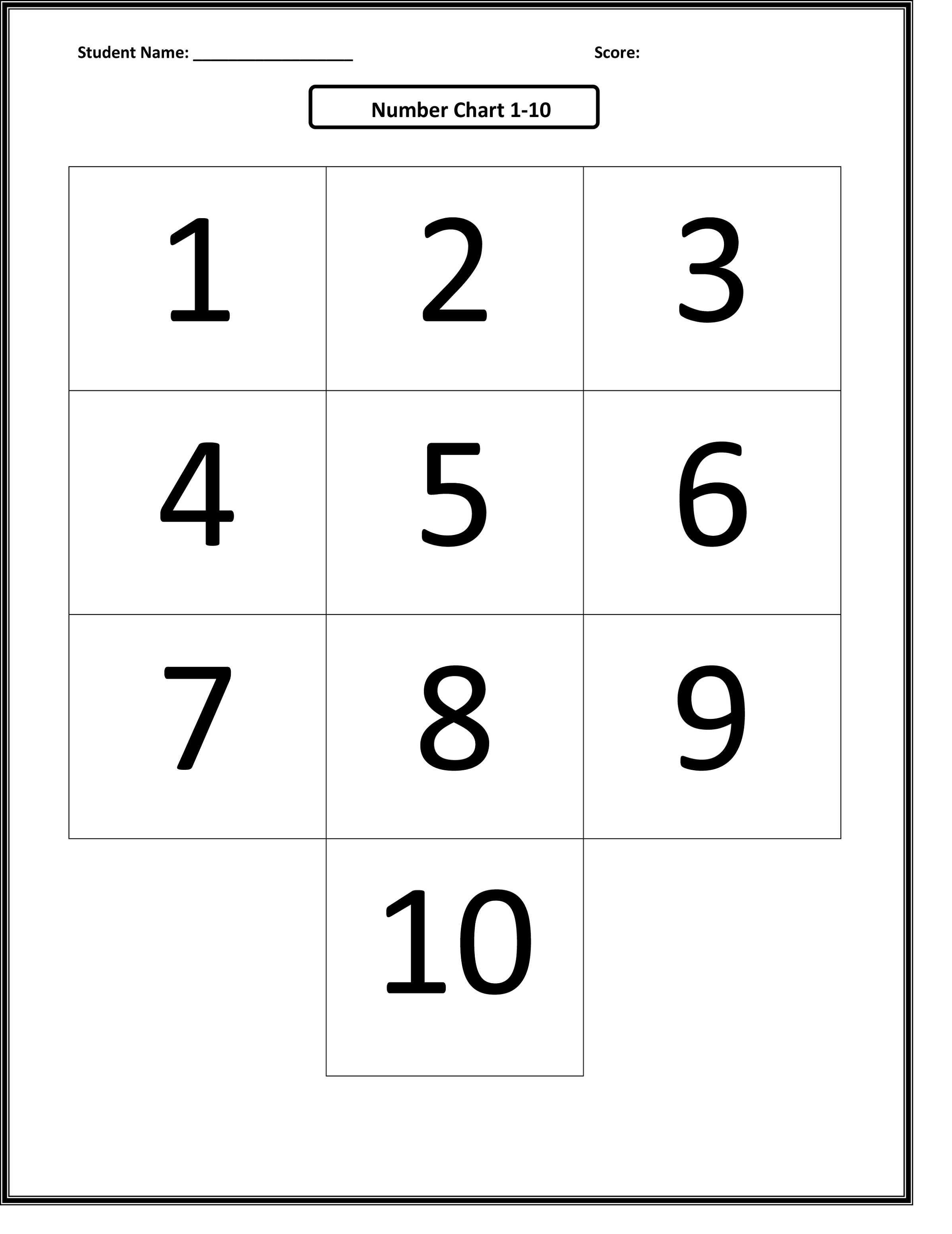 Number Chart 1-10 Worksheets - WorksheetsCity