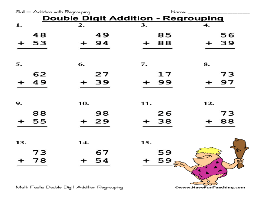 2-digit Addition With Regrouping Worksheets - WorksheetsCity