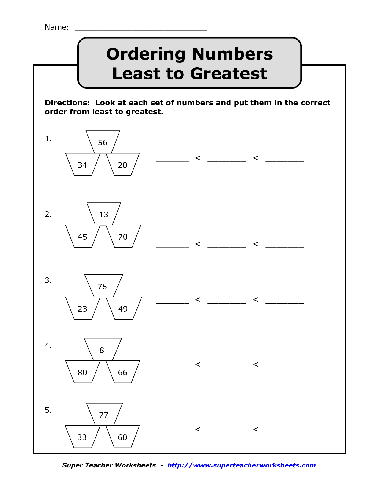 Ordering Numbers From Least To Greatest Worksheets - WorksheetsCity