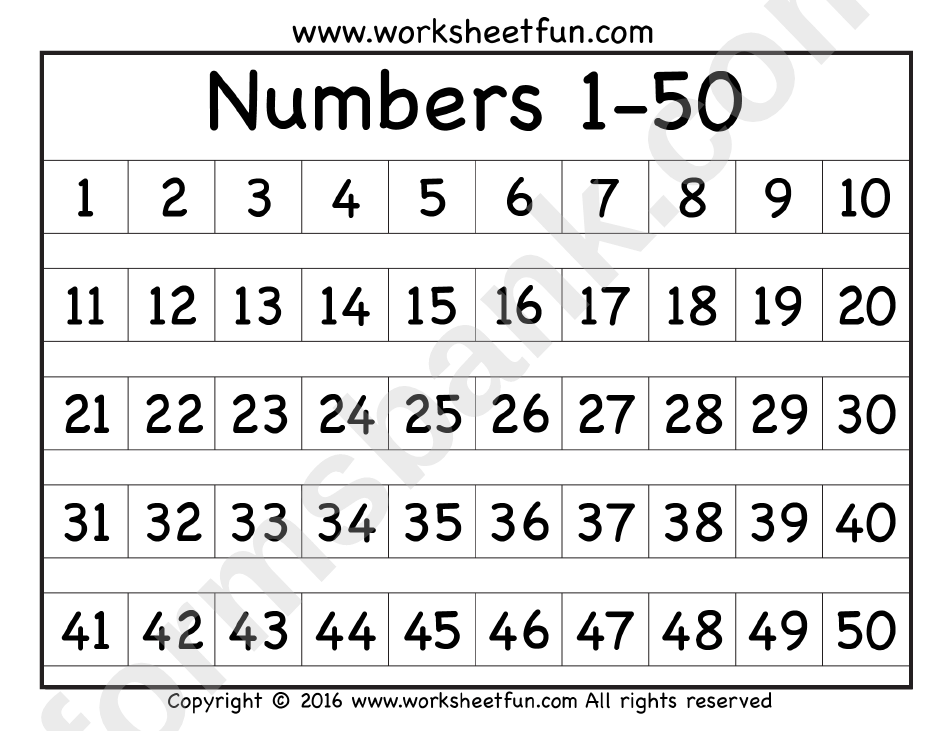 Blank Number Chart 1-50 Worksheets - WorksheetsCity