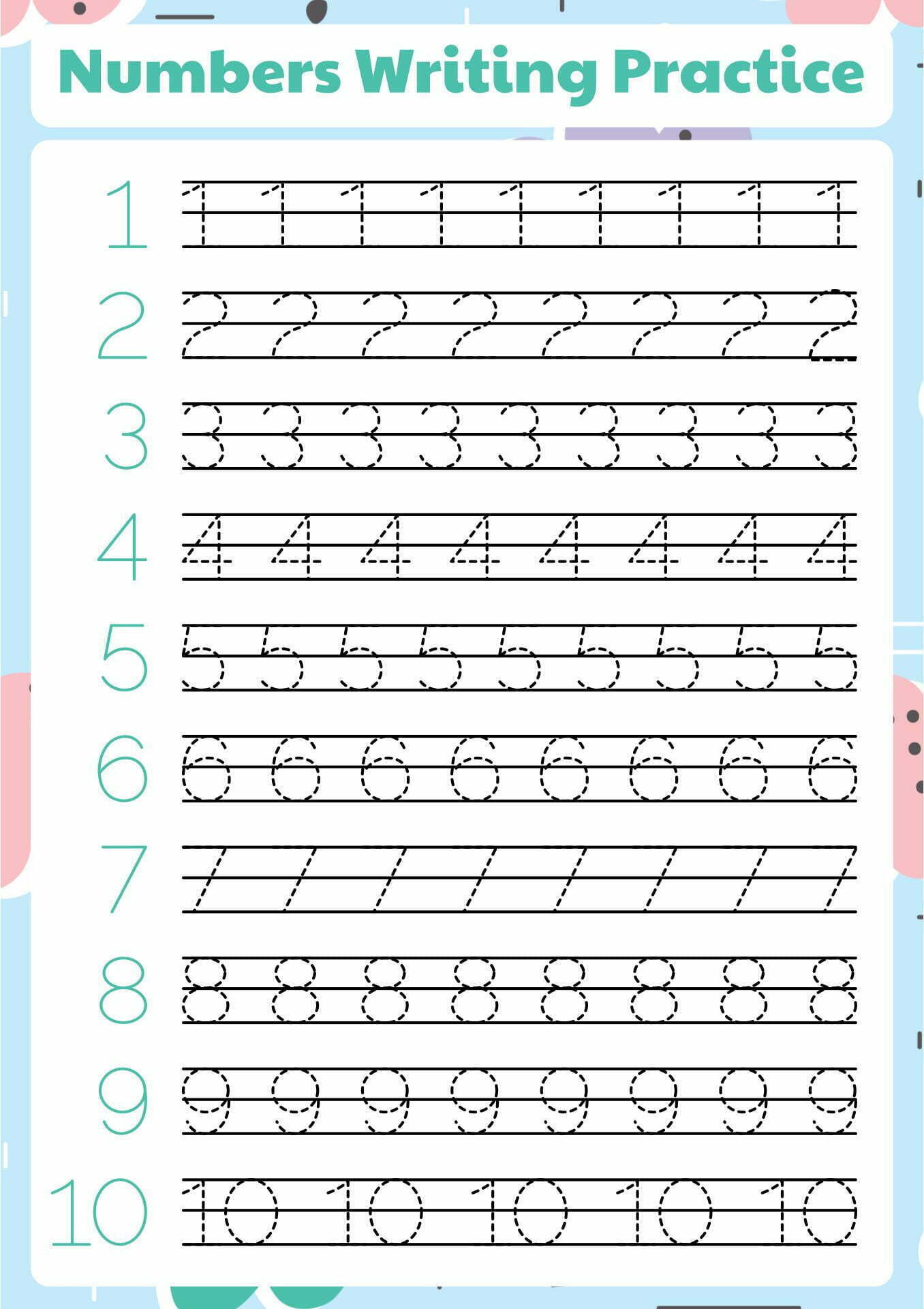 Practice Writing Numbers 1-10 Worksheets - WorksheetsCity