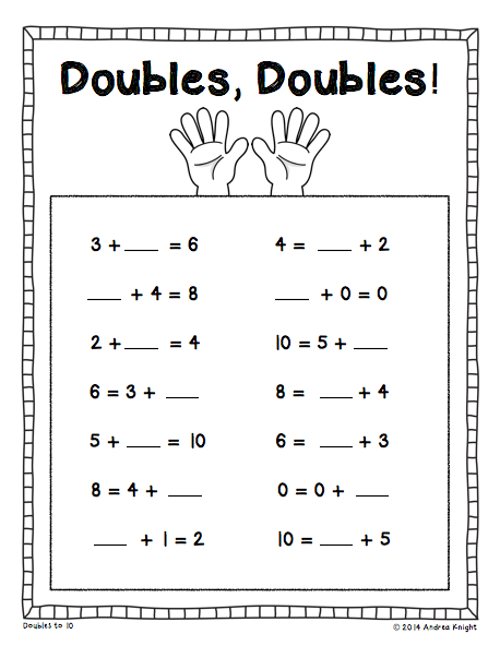 Doubles Fact Math 1st Grade Worksheets - WorksheetsCity