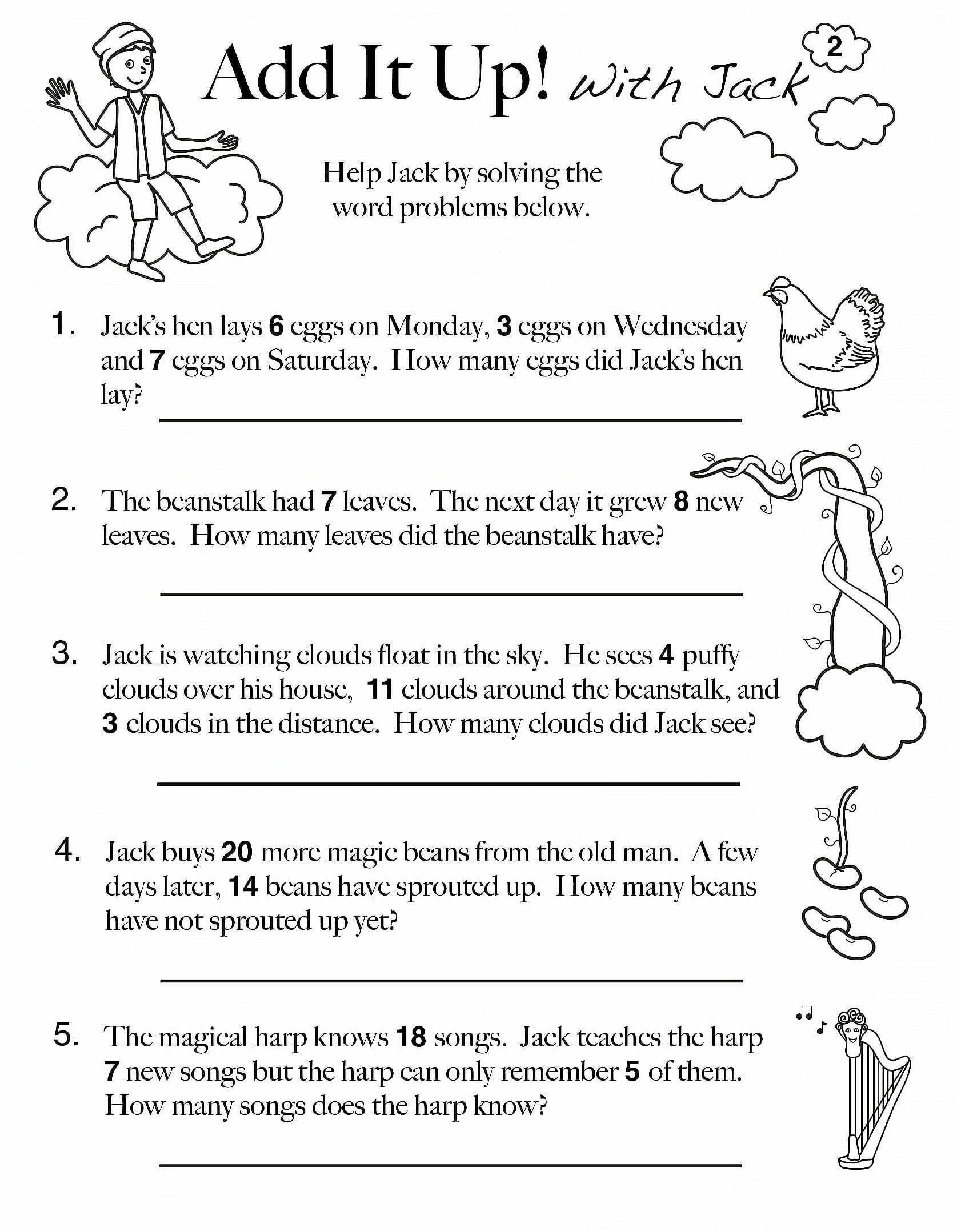 Math Story Problems 1st Grade Worksheets - WorksheetsCity