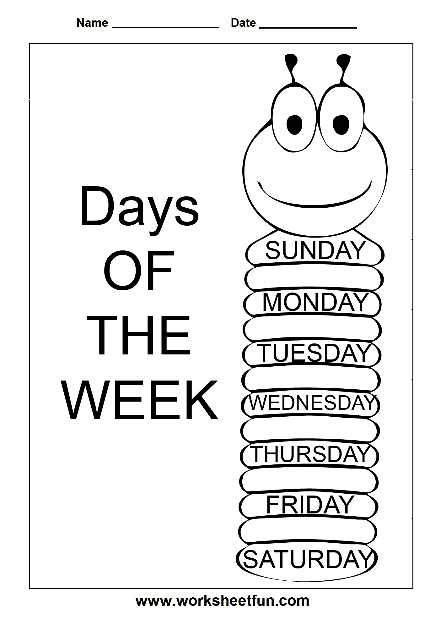 Days Of The Week Coloring Pages Worksheets - WorksheetsCity