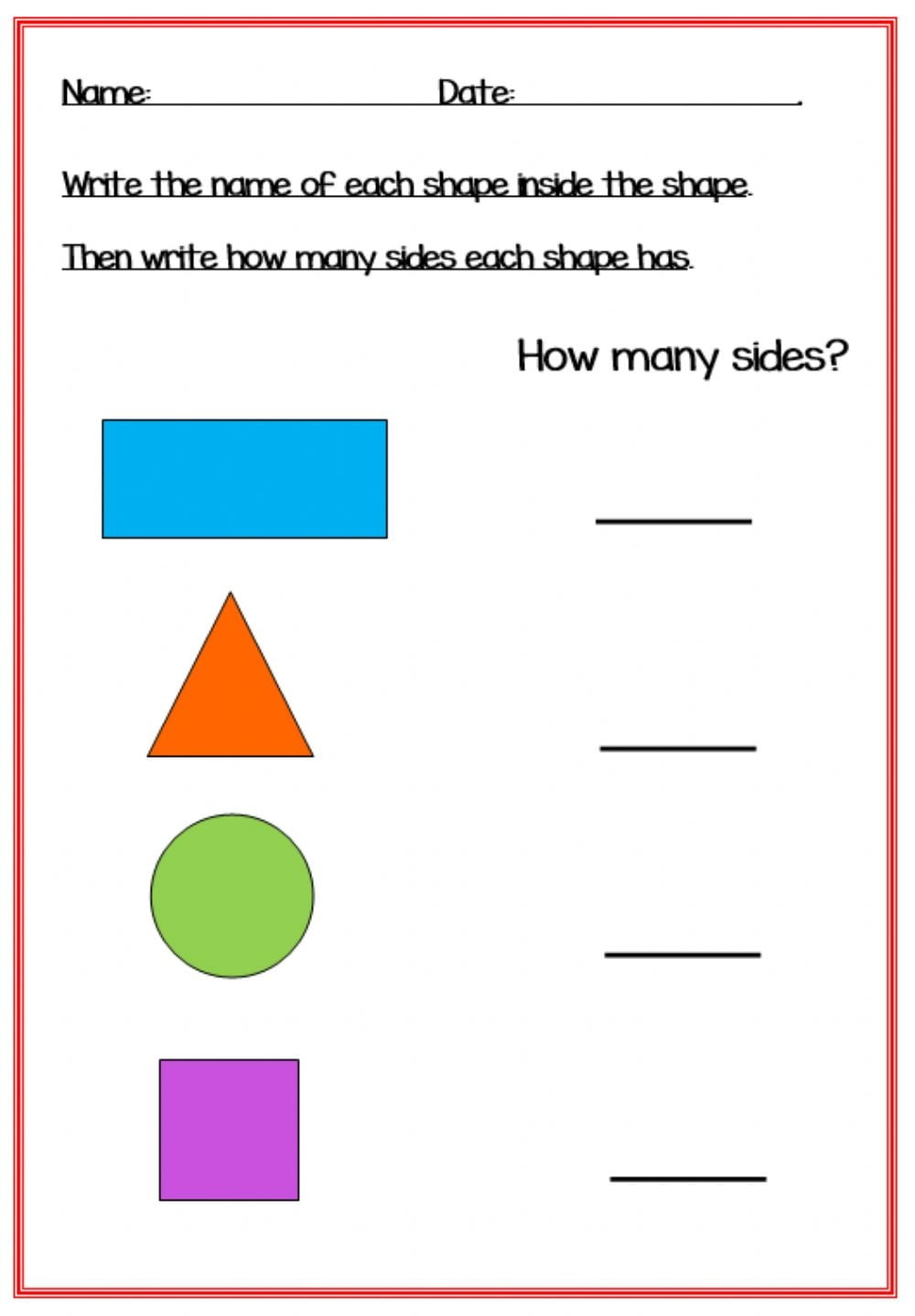 Shapes And Number Of Sides Worksheets - WorksheetsCity