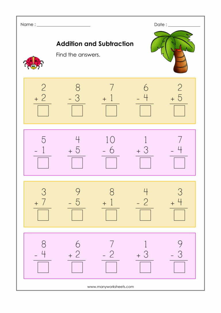 Kindergarten Math Addition And Subtraction Worksheets - WorksheetsCity