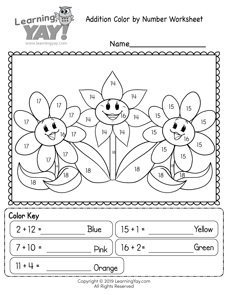 Addition Color By Number 1st Grade Worksheets - WorksheetsCity